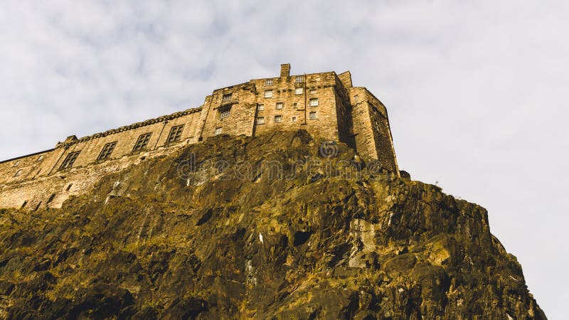Edinburgh Castle on Top of the Cliff Stock Photo - Image of cloudscape ...
