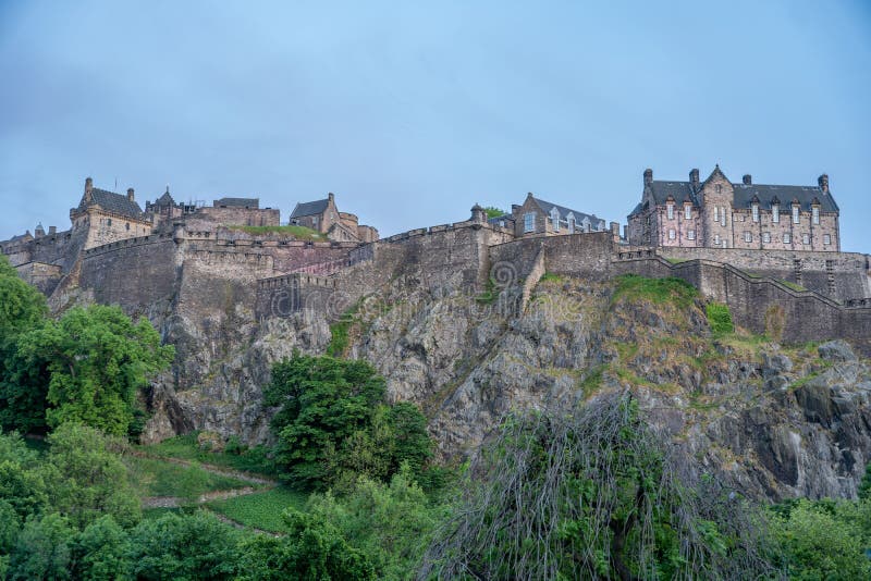 Edinburgh Castle on Top of the Hill from Princes Street Stock Image ...