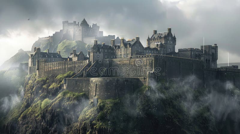 Edinburgh Castle Under Dramatic Storm Clouds, a Majestic Scene in ...