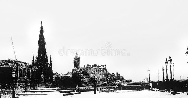 Edinburgh gothic stock photo. Image of snow, city, landscape - 115935538