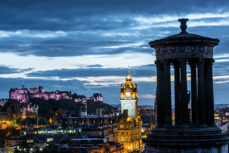 Edinburgh At Night View From Calton Hill Stock Image - Image of built ...