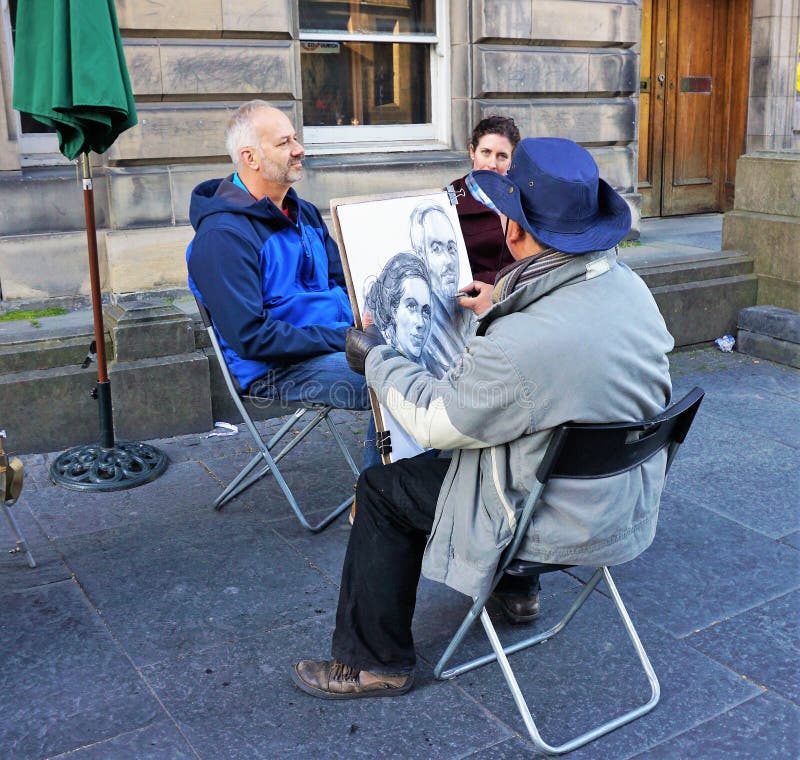 Edinburgh Portrait Sketching Editorial Photo - Image of portrait ...