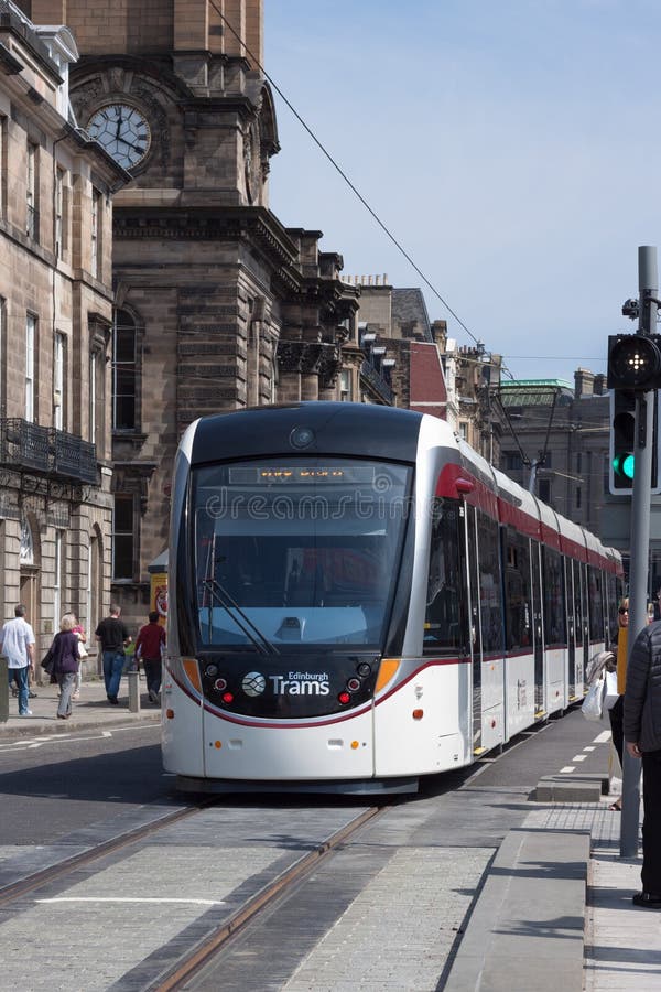 Edinburgh Trams. Modern Tram and Bus Stop Sign Editorial Stock Photo ...