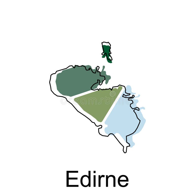 Edirne Map on White Background, Turkey Map Flat Icon, Vector ...