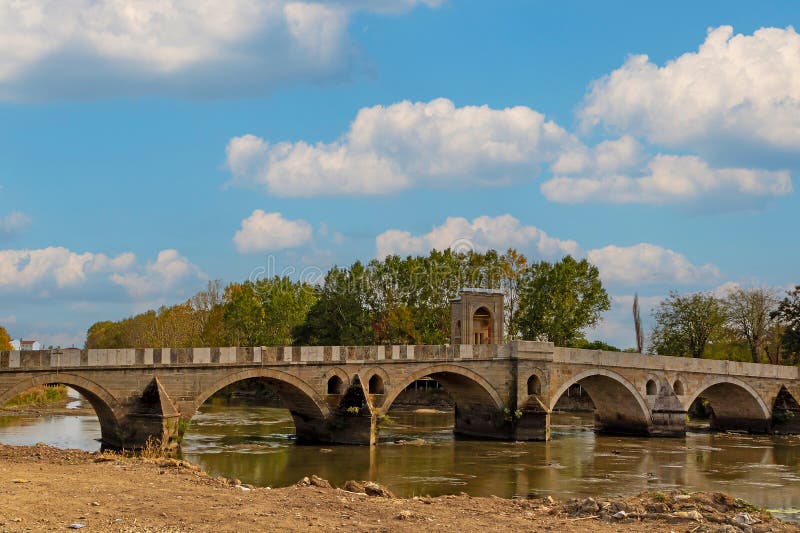 Edirne Tunca bridge stock image. Image of stone, europe - 309783629