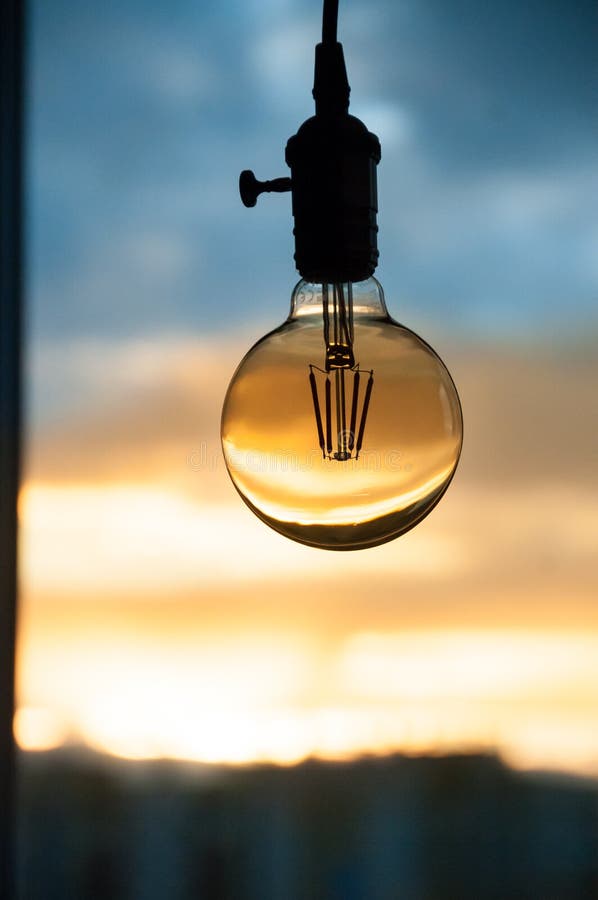 Edison Bulb in the Background of the Window Stock Photo - Image of ...