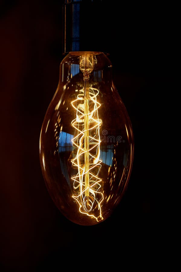 Edison Light Bulb Hanging on a Long Wire. Cozy Warm Yellow Light.Retro ...