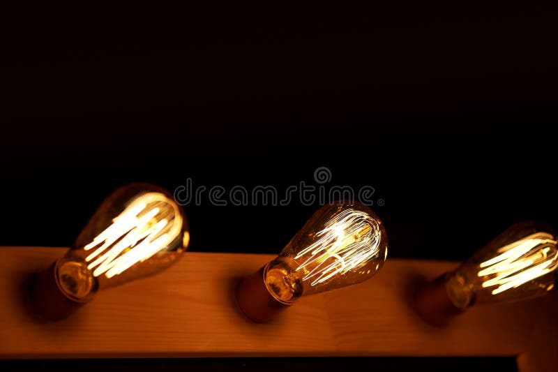 Edison Light Bulb Hanging on a Long Wire. Cozy Warm Yellow Light.Retro ...