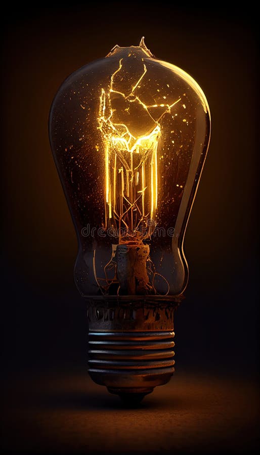 An Edison Light Bulb Sparking on Dark Background AI Generative Stock ...