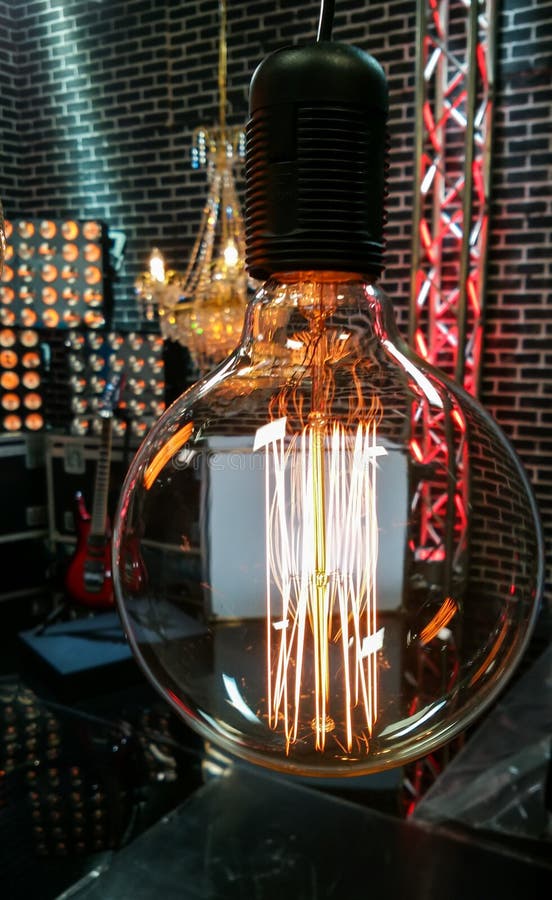 Edison round retro lamp stock image. Image of bulb, classic - 68630083