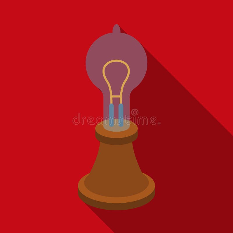 Edison`s Lamp Icon in Flat Style on White Background. Light Source ...