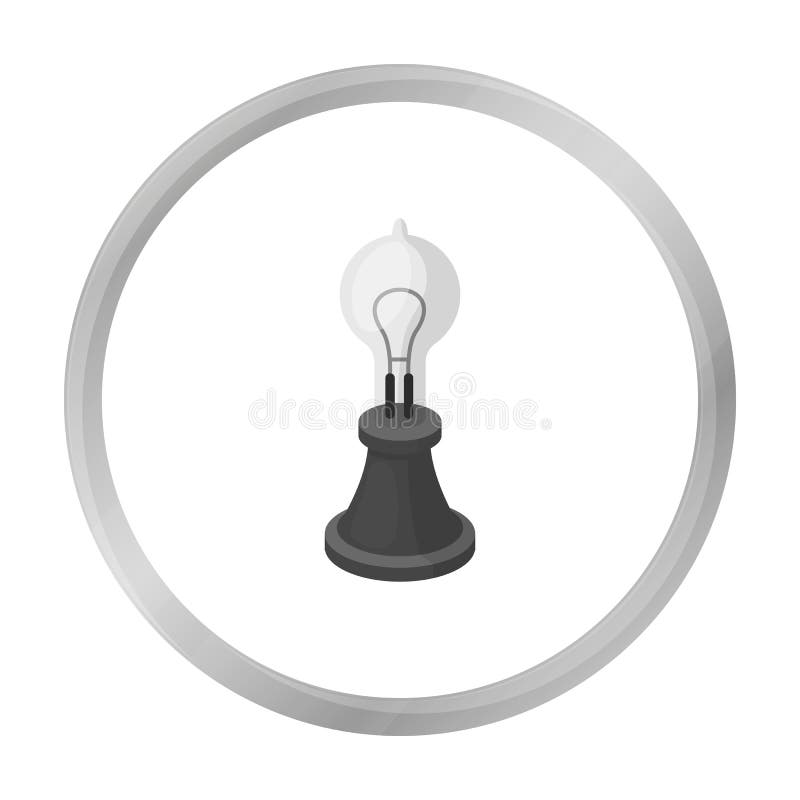 Edison`s Lamp Icon in Monochrome Style Isolated on White Background ...