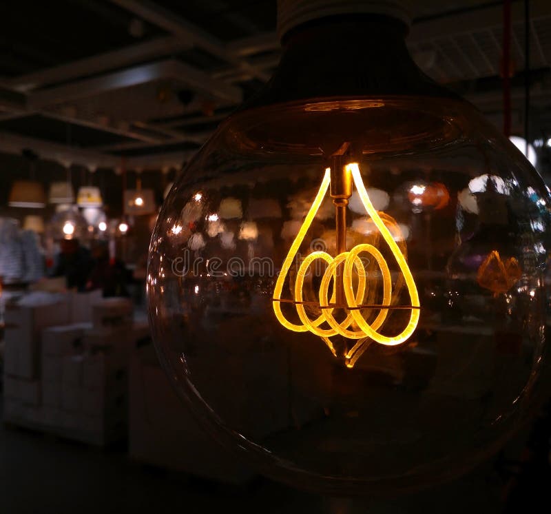 Edison`s Lamp Spiral Shines with a Faint Light Stock Image - Image of ...