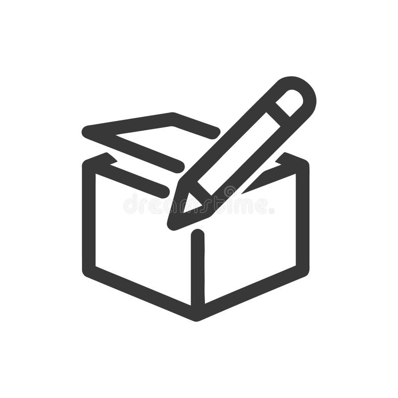 Editing Package Box Design, Pencil Icon Stock Vector - Illustration of ...