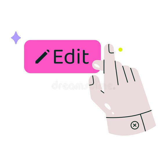 Edit Button with Hand Gesture in Flat Vector Illustration Symbolizing Editing Actions, User ...