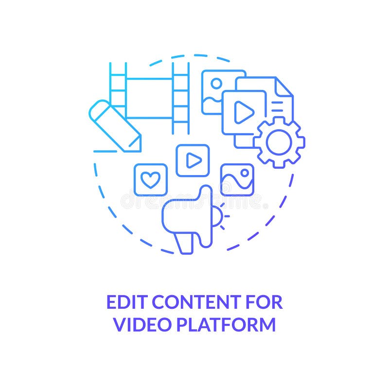 Edit Content for Online Platform Blue Gradient Concept Icon Stock ...