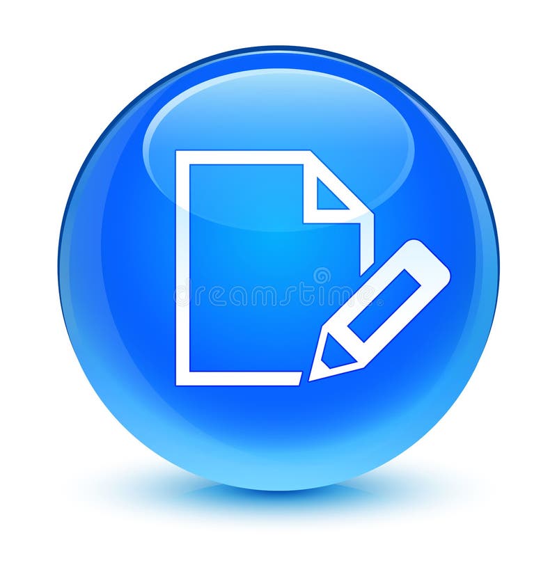 Edit Document Icon Glassy Cyan Blue Round Button Stock Illustration ...