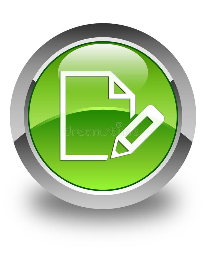 Edit Document Icon Glossy Green Round Button Stock Illustration ...