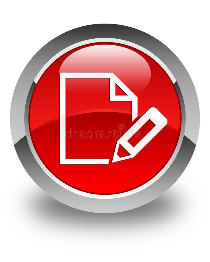 Edit Document Icon Glossy Red Round Button Stock Illustration ...