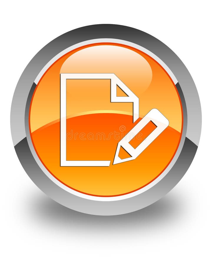 Edit Document Icon Glossy Orange Round Button Stock Illustration ...
