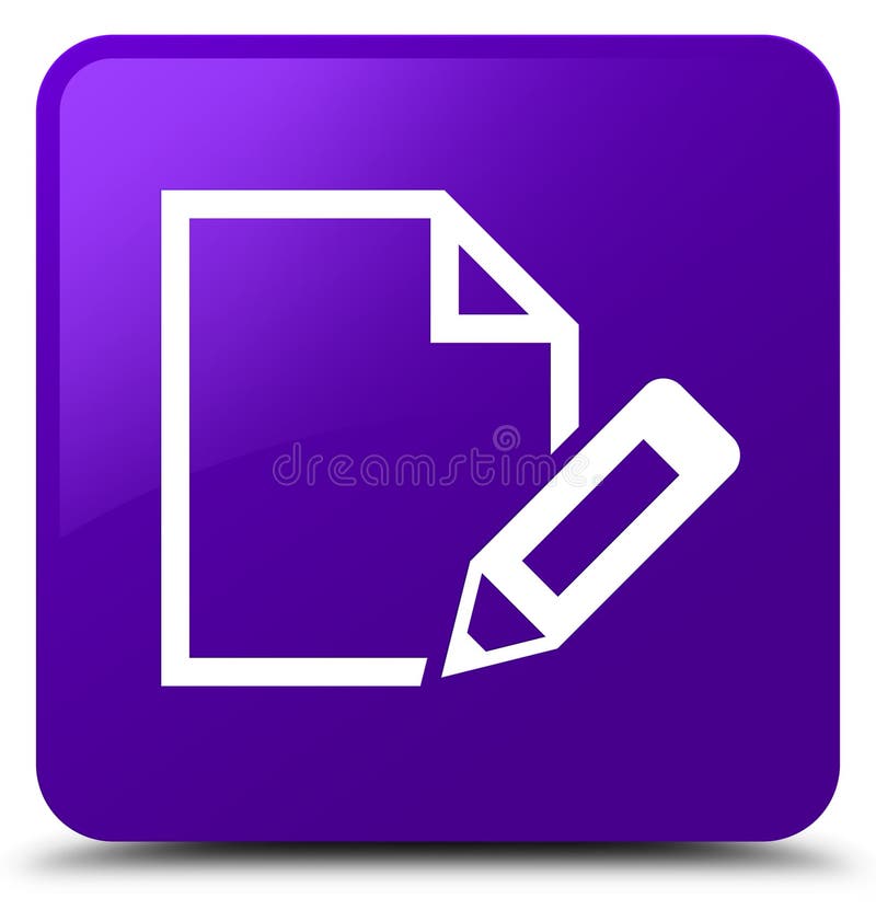 Edit Document Icon Purple Square Button Stock Illustration ...