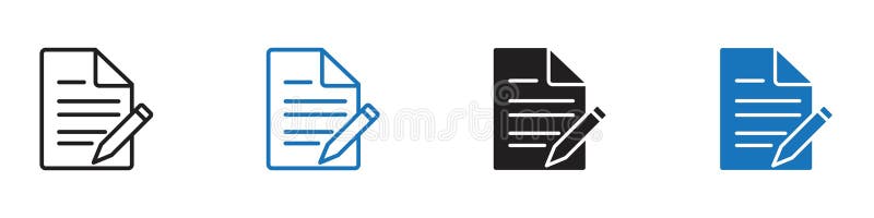Edit Document Icon Linear Graphics Set Vector in Black Stock ...