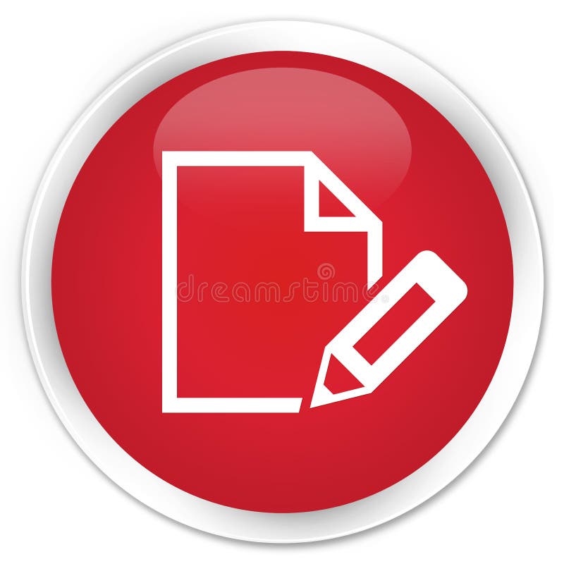 Edit Document Icon Premium Red Round Button Stock Illustration ...