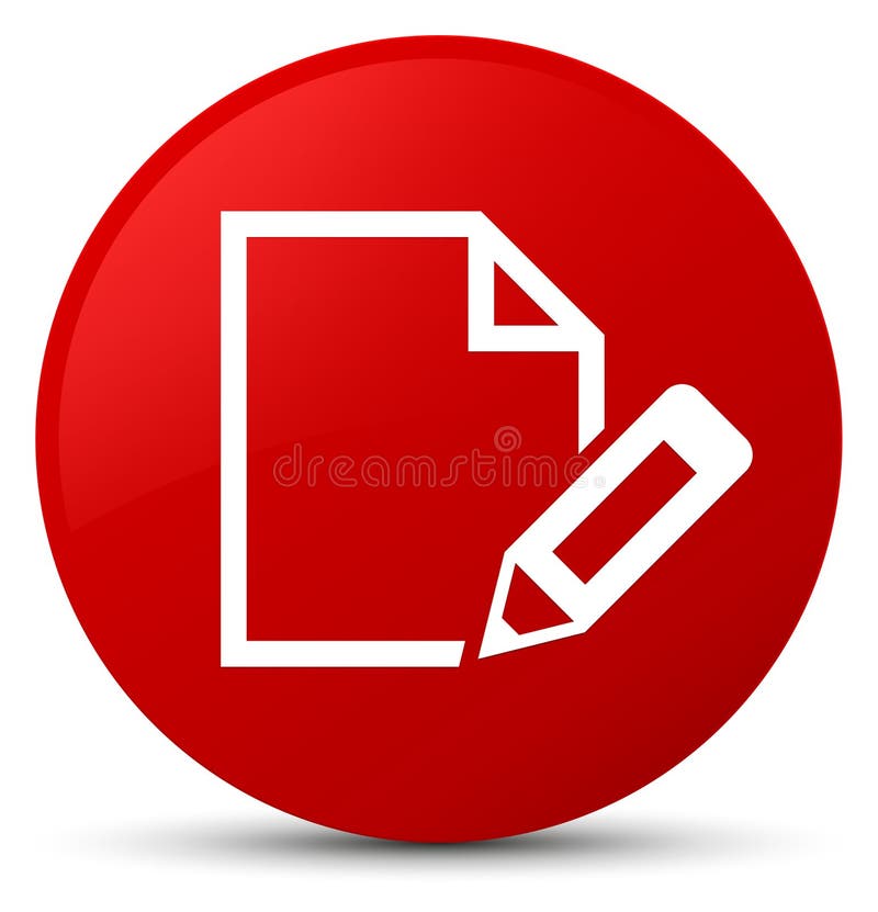 Edit Document Icon Red Round Button Stock Illustration - Illustration ...