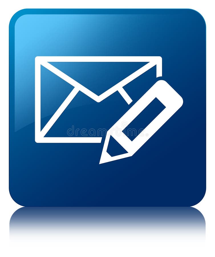 Edit Email Icon Blue Square Button Stock Illustration - Illustration of ...