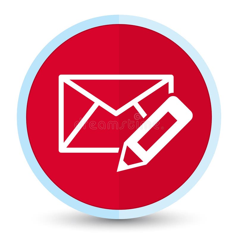 Edit Email Icon Flat Prime Red Round Button Stock Vector - Illustration ...