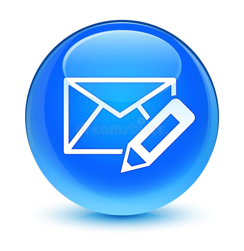 Edit Email Icon Glassy Blue Round Button Stock Illustration ...