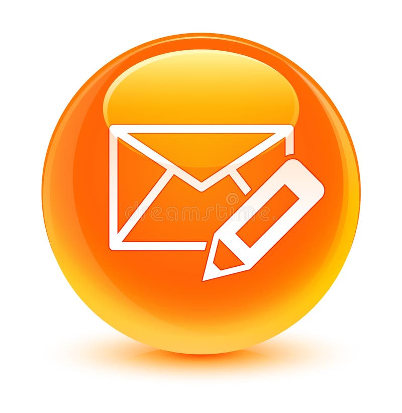 Edit Email Icon Glassy Orange Round Button Stock Illustration ...