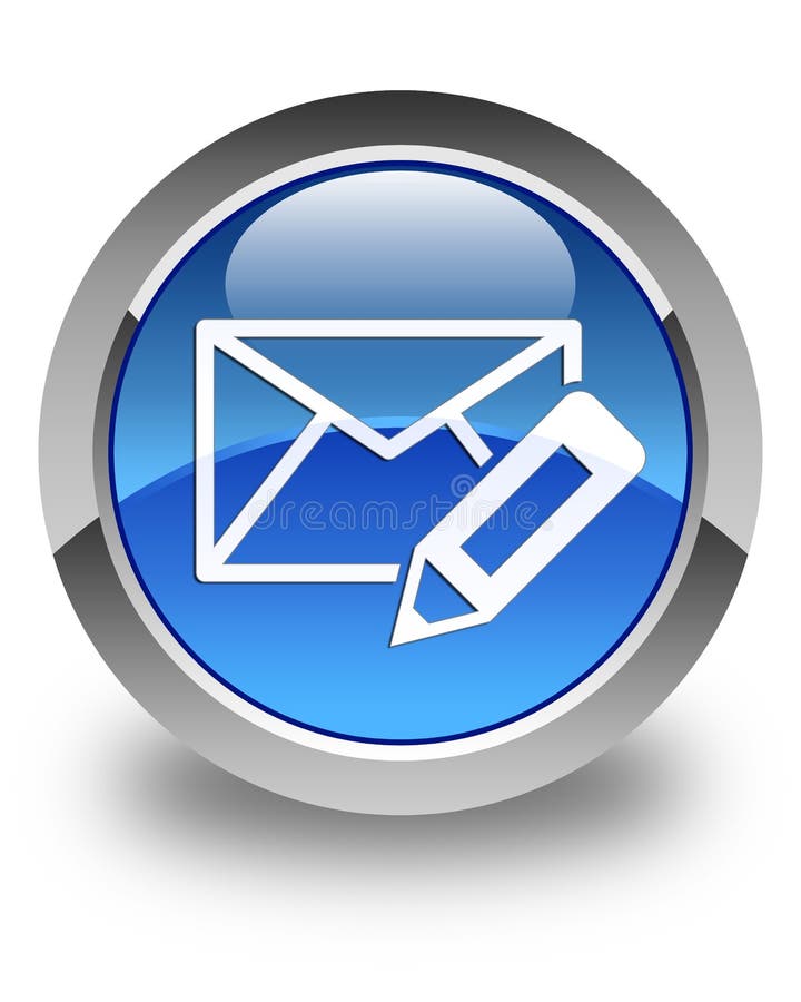 Edit Email Icon Glossy Blue Round Button Stock Illustration ...