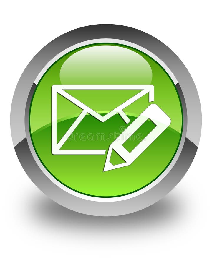 Edit Email Icon Glossy Green Round Button Stock Illustration ...