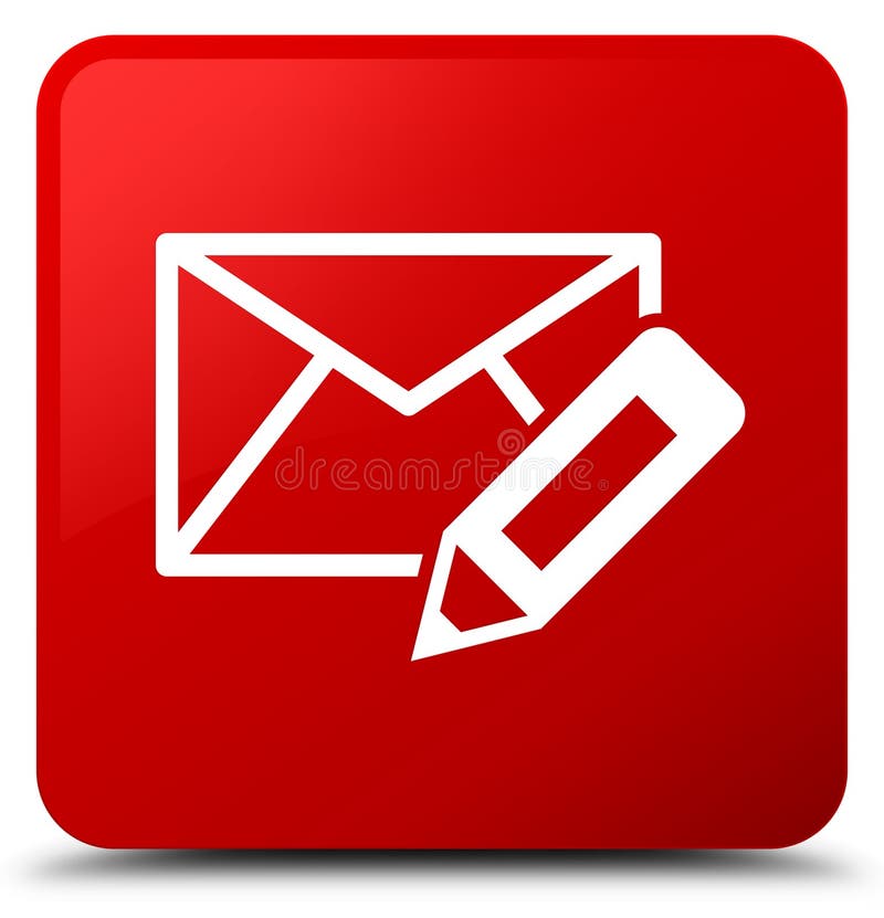 Edit Email Icon Red Square Button Stock Illustration - Illustration of ...