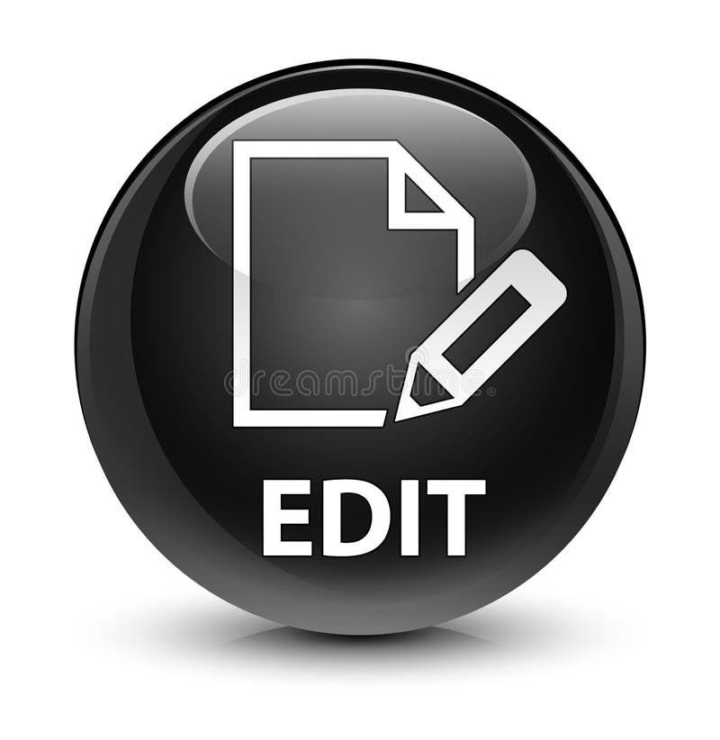 Edit Glassy Black Round Button Stock Illustration - Illustration of ...