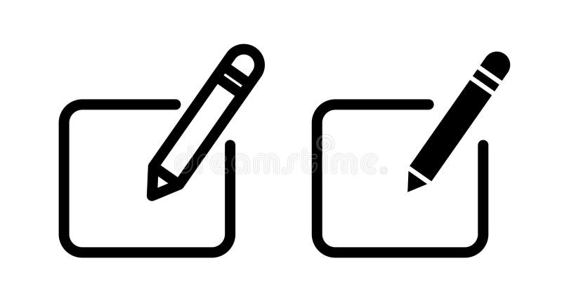 Edit Icon Set. Crayon Pencil Compose Vector Symbol in Blak Filled and ...