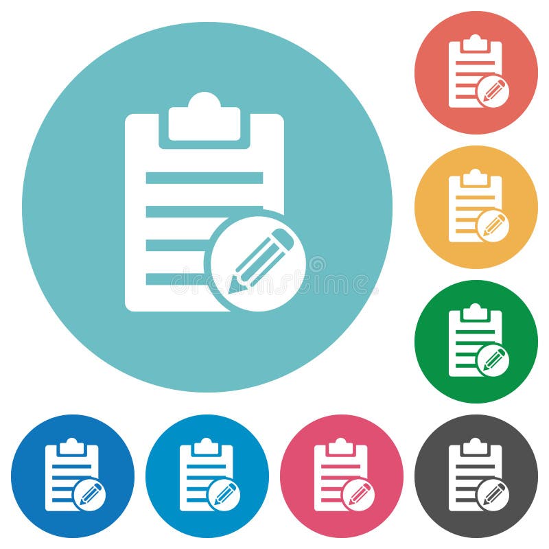 Edit note flat round icons stock vector. Illustration of notepad ...