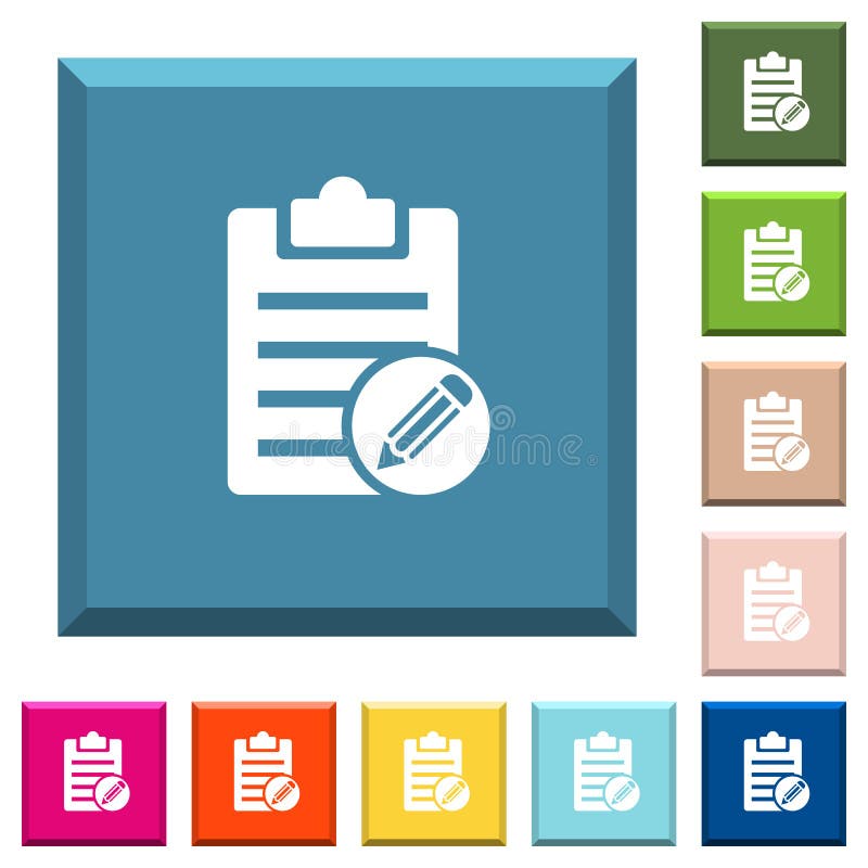 Edit Note White Icons on Edged Square Buttons Stock Vector ...