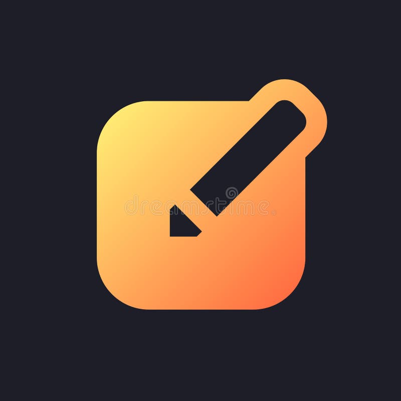 Edit Orange Solid Gradient Ui Icon for Dark Theme Stock Vector - Illustration of file, edit ...