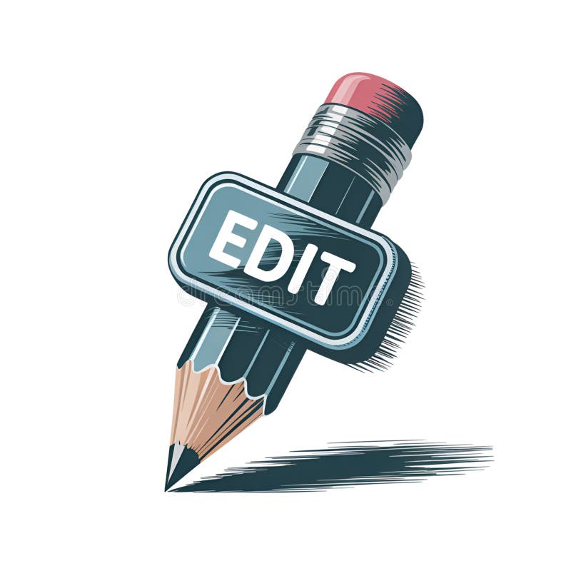 Edit Pencil Icon with Eraser and Shadow for Design and Creative Work ...