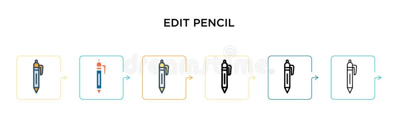 Edit Pencil Vector Icon in 6 Different Modern Styles. Black, Two ...