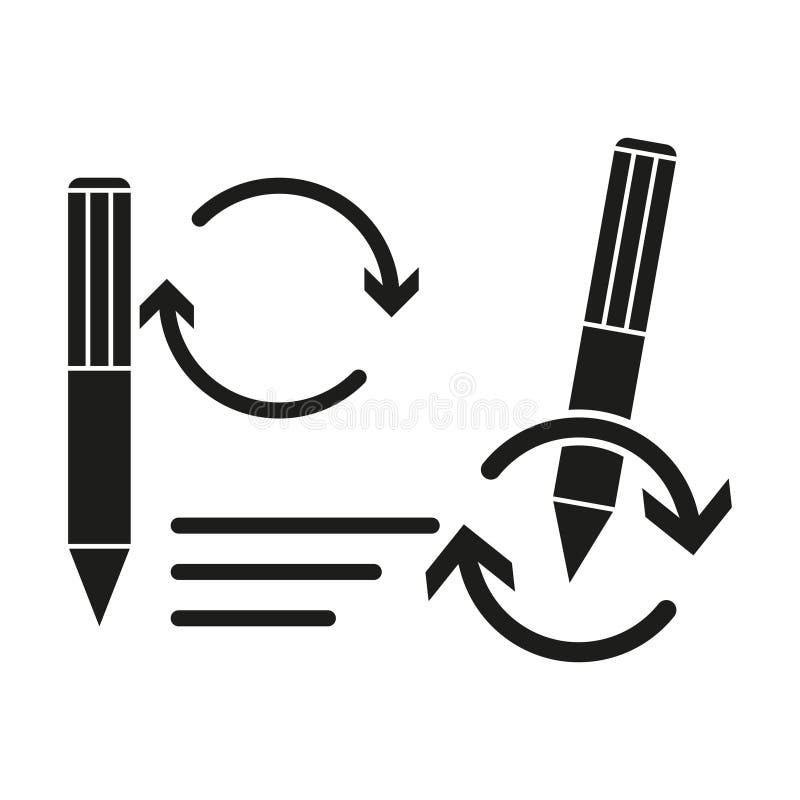 Edit Process Icons. Pencils with Arrows. Writing and Revision. Vector ...