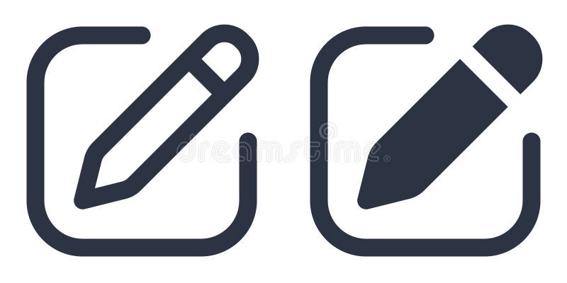 Edit Simple Icons Set Designed in Filled and Stroke Style Stock ...