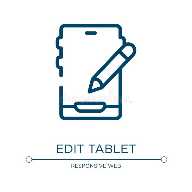 Edit Tablet Icon. Linear Vector Illustration from Responsive Web ...