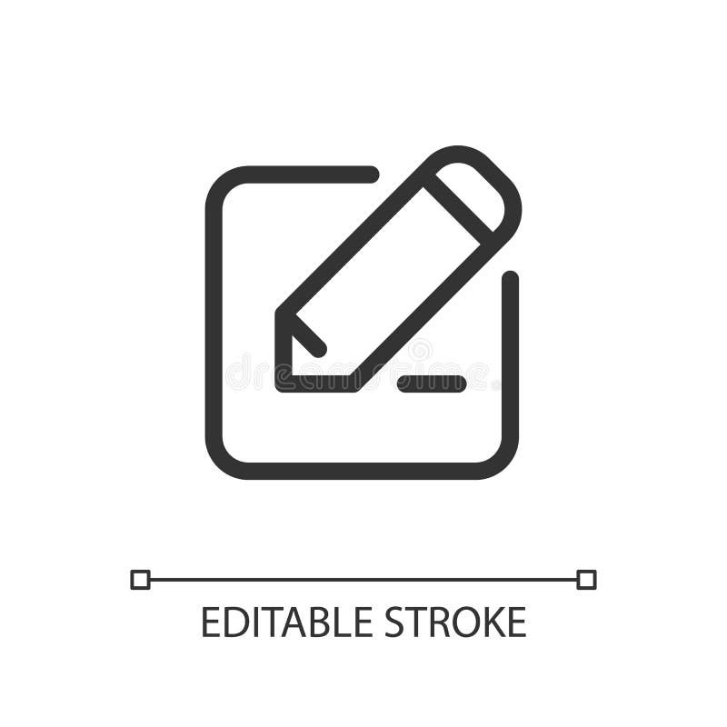Edit Text Pixel Perfect White Linear Ui Icon For Dark Theme Stock