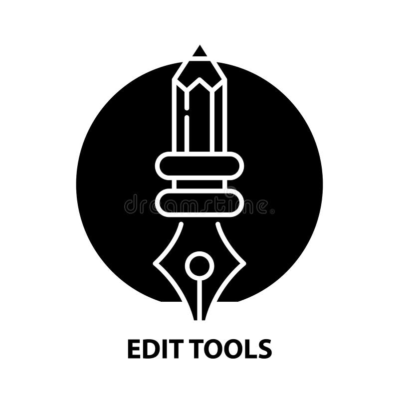 Edit Tools Icon, Black Vector Sign with Editable Strokes, Concept ...