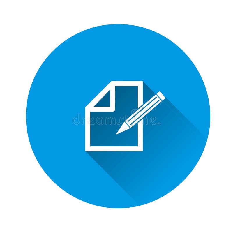 Edit Vector Icon on on Blue Background. Document Pencil Edit Stock ...
