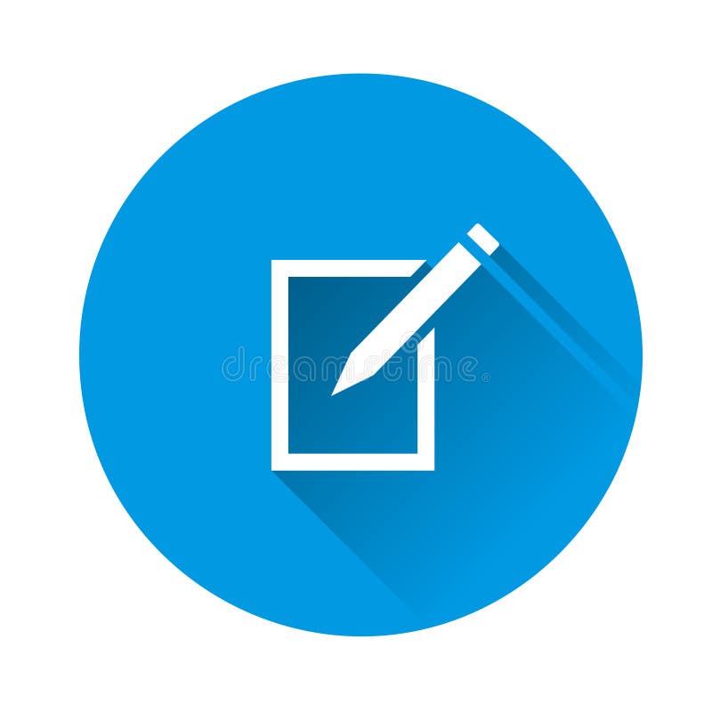 Edit Vector Icon on on Blue Background. Document Pencil Edit Stock ...