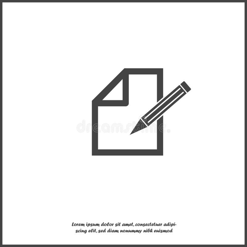Edit Vector Icon on White Isolated Background. Document Pencil Edit ...